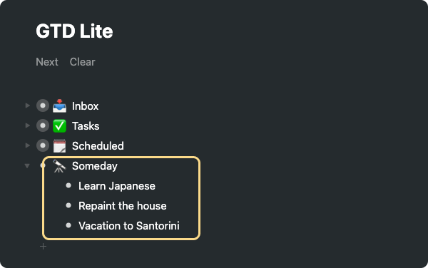 GTD Lite - Workflowy guide